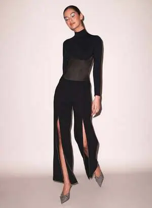 FLEUR DU MAL Mock Neck Long Sleeve Bodysuit - Black