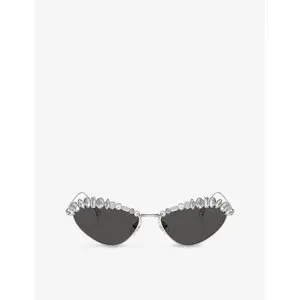 SWAROVSKI Sk7009 Embellished Irregular Sunglasses - Silver