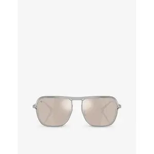 FERRARI Fh1014t Square-frame Metal Sunglasses - Silver