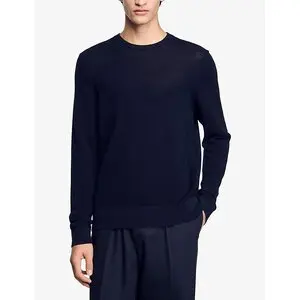 Sandro Textured Crewneck Cotton Knitted Jumper - Bleus