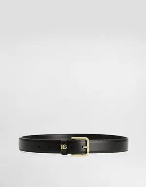 Dolce & Gabbana Calfskin Belt With Dg Logo - Black