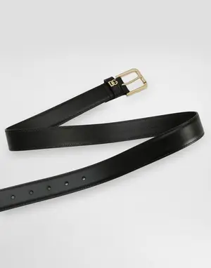 Dolce & Gabbana Calfskin Belt With Dg Logo - Black