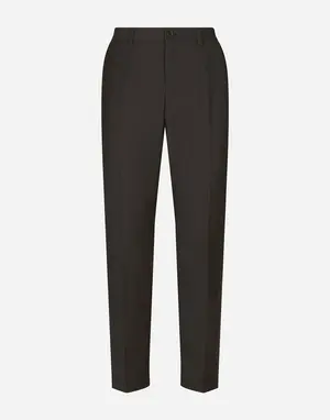 Dolce & Gabbana Stretch Cotton Pants With Dg Patch - Grey