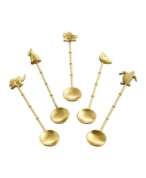 GAURI KOHLI Amaelia Teaspoons, Set Of 5 - Matte Gold Tone