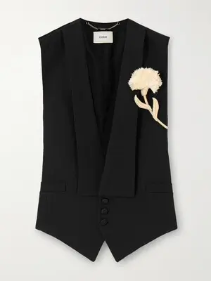 Erdem Appliquéd Grain De Poudre Wool Vest