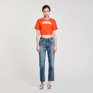 Sandro Crop Top With Gold Buttons