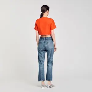 Sandro Crop Top With Gold Buttons