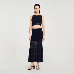 Sandro Sleeveless Knit Cropped Top - Black