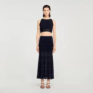 Sandro Sleeveless Knit Cropped Top - Black