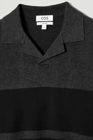 Cos Striped Double-faced Knitted Polo Shirt
