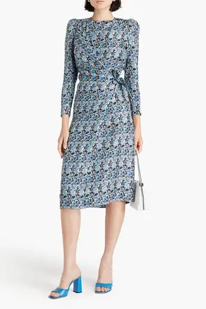 Sandro Wrap-effect Floral-print Silk-twill Midi Dress