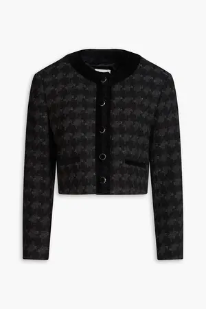 Sandro Cropped Houndstooth Cotton-blend Jacket