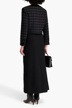 Sandro Cropped Houndstooth Cotton-blend Jacket