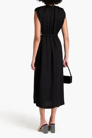 Sandro Crystal-embellished Crinkled Satin-twill Midi Dress