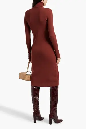 Another Tomorrow Ribbed Wool-blend Turtleneck Midi Dress