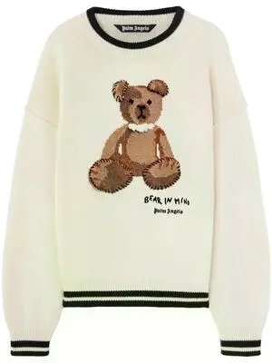 Palm Angels Bear In Mind Crewneck Sweater - White