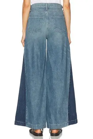 NILI LOTAN Ebony Wide Leg Jeans - Blue Denim Patchwork