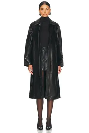 Nour Hammour Isolde Leather Trench Coat