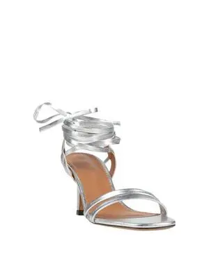 Maje Leather Lace-up Metallic Sandals