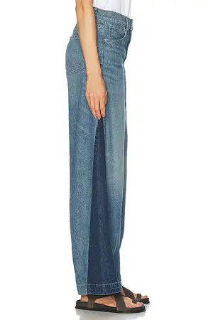 NILI LOTAN Ebony Wide Leg Jeans - Blue Denim Patchwork