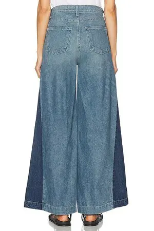 NILI LOTAN Ebony Wide Leg Jeans - Blue Denim Patchwork