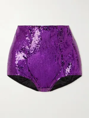 Dolce & Gabbana Sequined Tulle Briefs - Purple