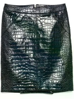 TOM FORD Embossed Crocodile Effect Leather Skirt - Blue