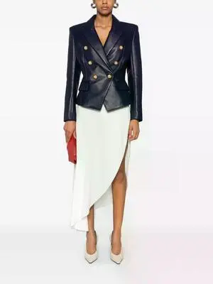 Balmain Leather Double-breasted Blazer