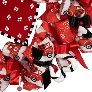 NORTHLIGHT Ribbon And Heart Small Valentine's Day Wreath17