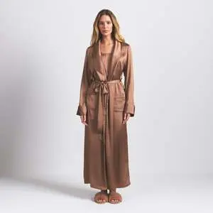 SKIMS Woven Shine Long Robe - Sienna