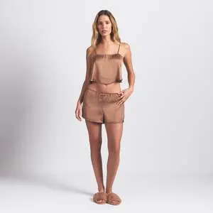 SKIMS Woven Shine Cami And Short Sleep Set - Sienna