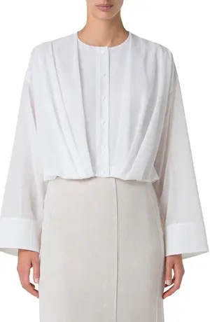 Akris Cotton Voile Crop Button-up Shirt