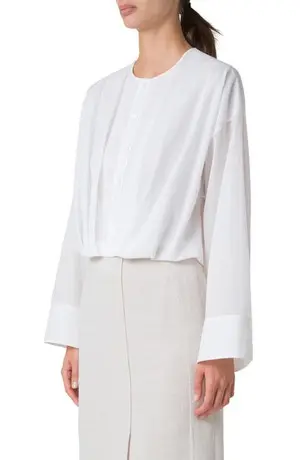 Akris Cotton Voile Crop Button-up Shirt