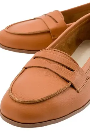 FOREVER & ALWAYS SHOES Dorothy Leather Loafer - Orange Leather