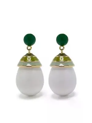 ESHVI Striped Drop Earrings - White
