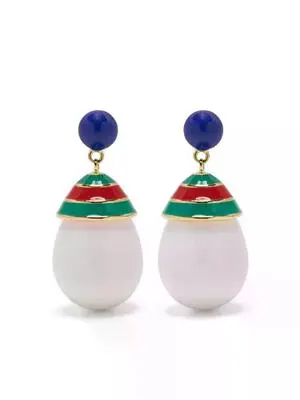 ESHVI Mini Striped Drop Earrings - White