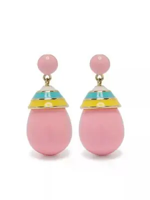 ESHVI Mini Striped Drop Earrings - Pink