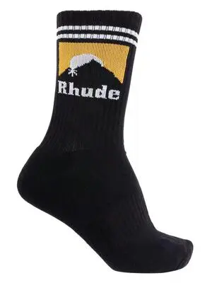 Rhude Intarsia-knit Logo Socks