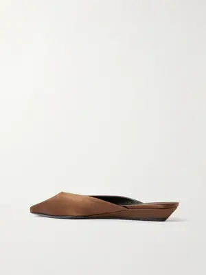 Loulou De Saison Petros Satin Slippers - Brown