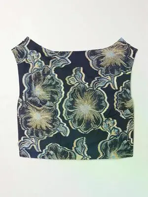DESTREE Richard Barocco Cropped Fil Coupé Top - Blue