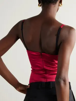 Dolce & Gabbana Underwired Picot-trimmed Stretch-silk Satin Bodysuit