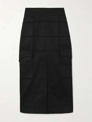 DESTREE Ines Checko Checked Cotton-jacquard Midi Skirt