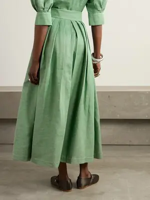 DESTREE Irving Pleated Twill Maxi Skirt