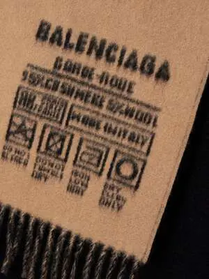 Balenciaga Fringed Two-tone Cashmere And Wool-blend Jacquard Scarf