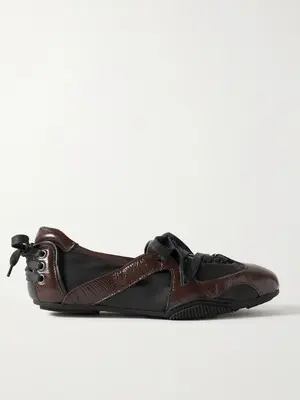 Acne Studios Paneled Smooth And Patent-leather Sneakers - Brown