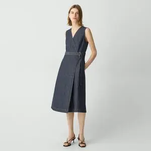 Theory Sleeveless A-line Wrap Denim Dress