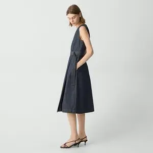 Theory Sleeveless A-line Wrap Denim Dress
