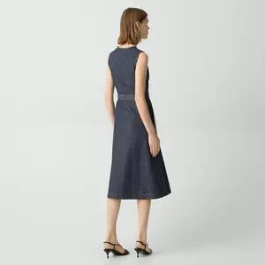 Theory Sleeveless A-line Wrap Denim Dress