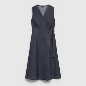 Theory Sleeveless A-line Wrap Denim Dress
