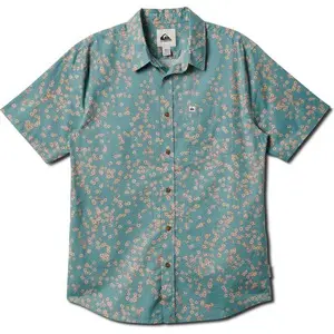Quiksilver Cosmic Fields Classic Short Sleeve Button-up Shirt Jade Gray